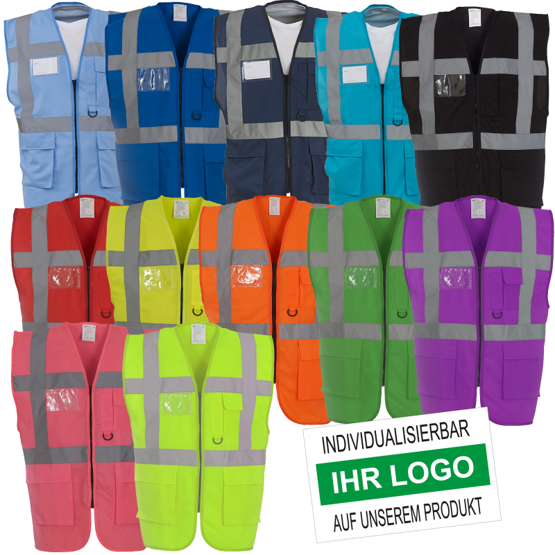 Executive Signalweste / Funktionsweste / Warnweste Standard mit viele