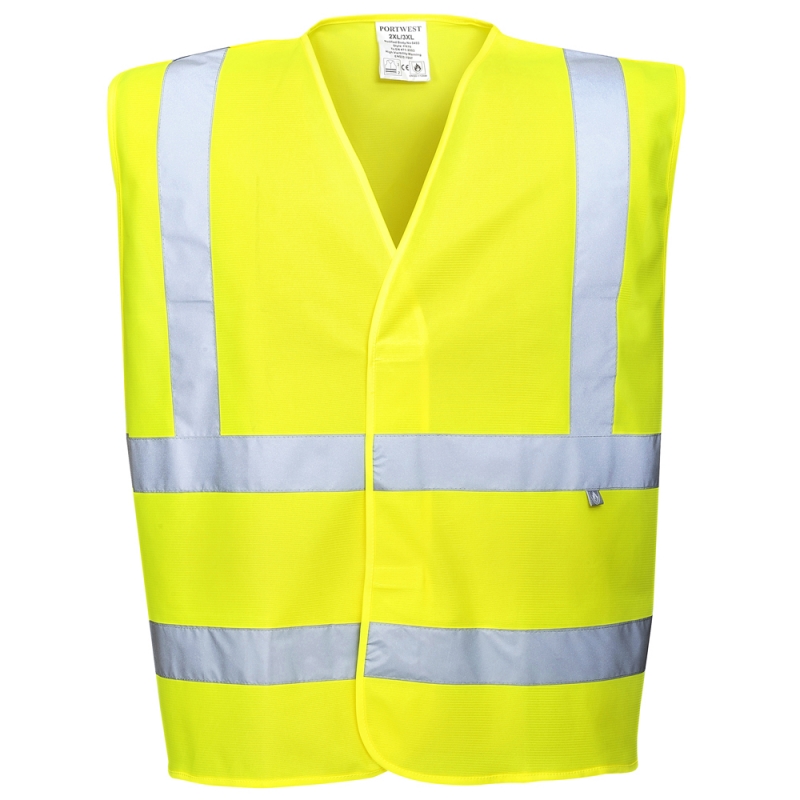Warnweste Gelb flammhemmend EN ISO 20471 Class 2 Norm EN 14116 120g/m
